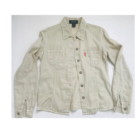 Elise Collection | Tops | Elise Collection Linen Blend Tan Button Down ...